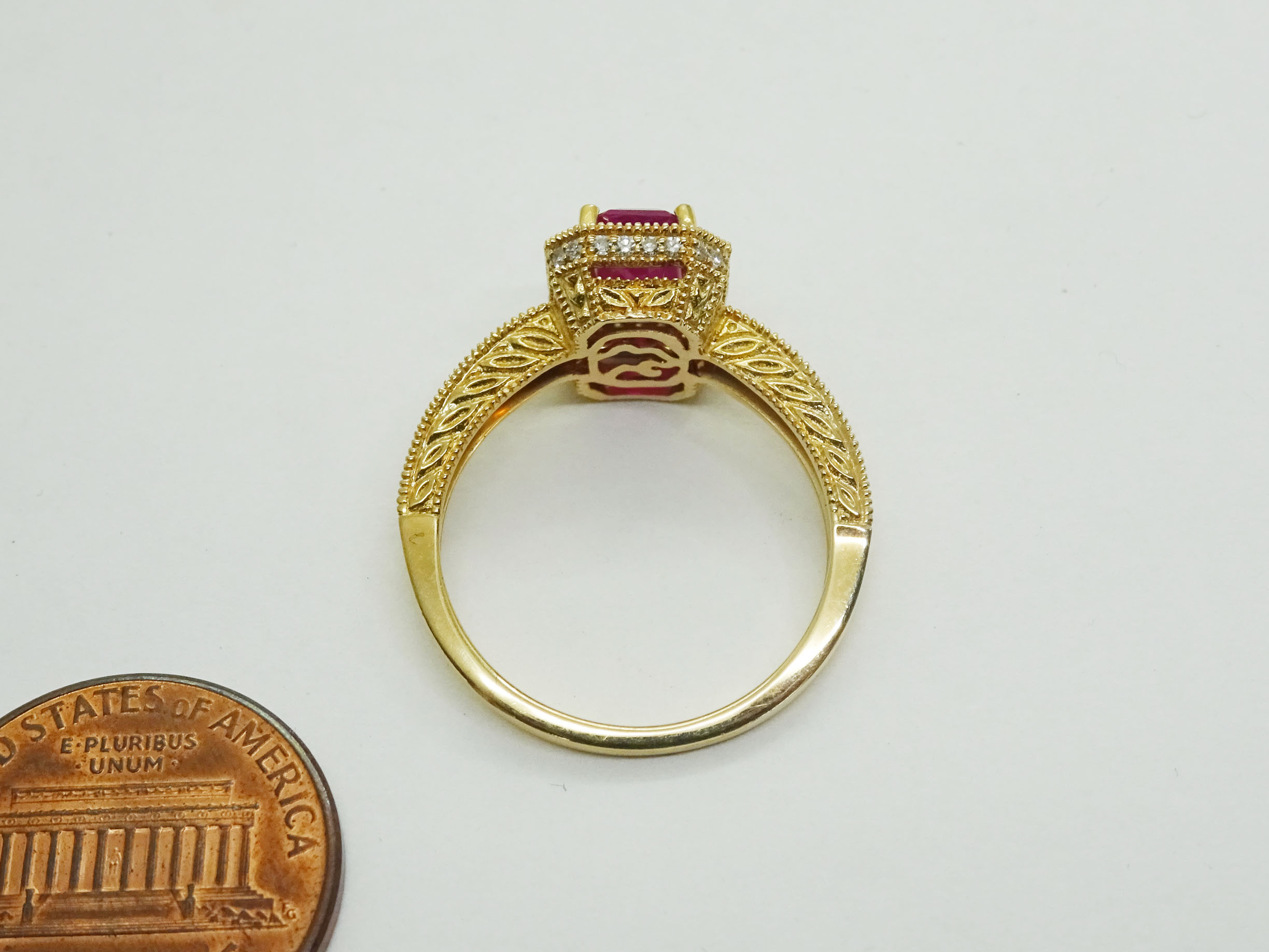 Effy Ruby Royale 1.30ct tw Ruby & Diamond Halo Ring 14k Gold Size 7 ...