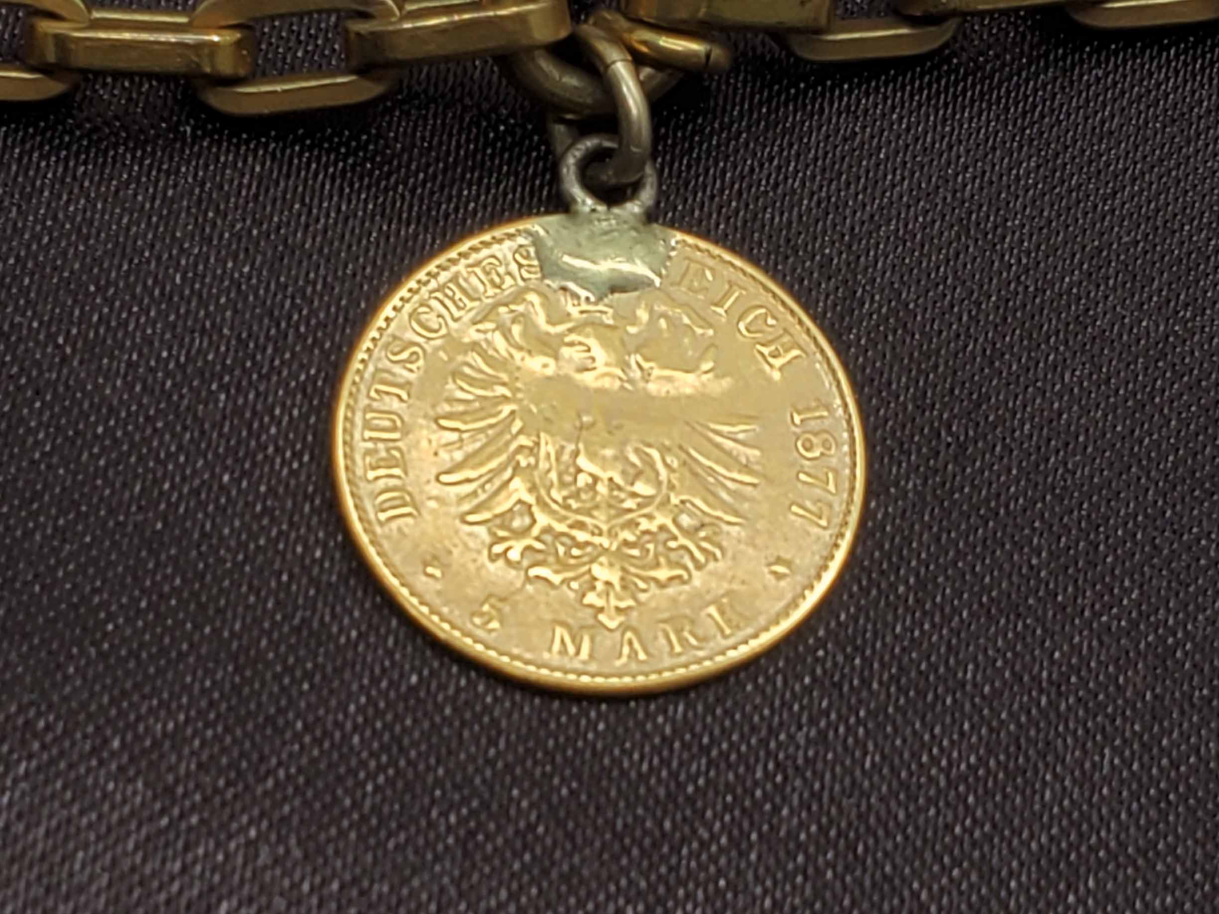 1877 German 5 Mark Gold Coin Antique Photo Locket Watch Fob Gold Filled ...