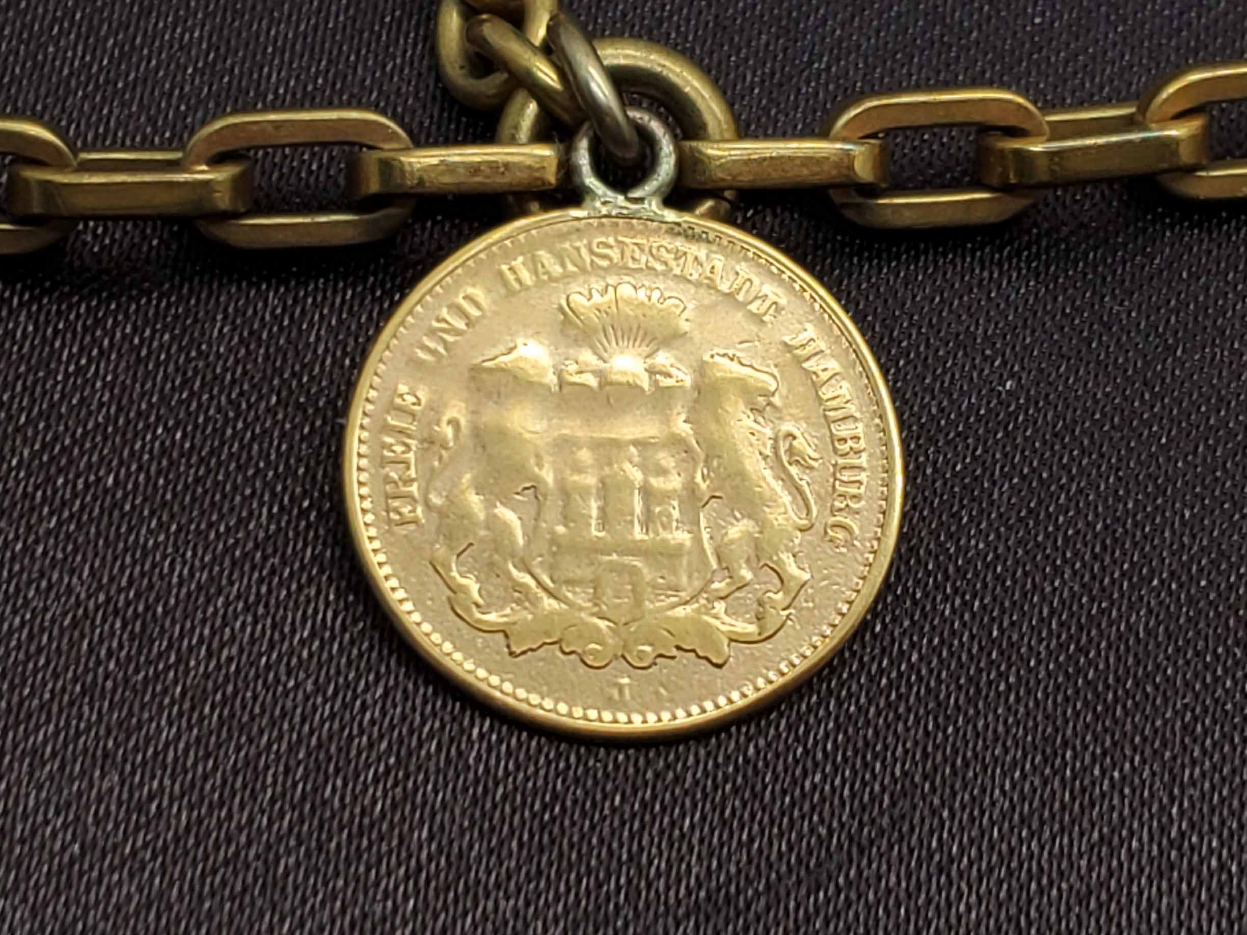 1877 German 5 Mark Gold Coin Antique Photo Locket Watch Fob Gold Filled ...