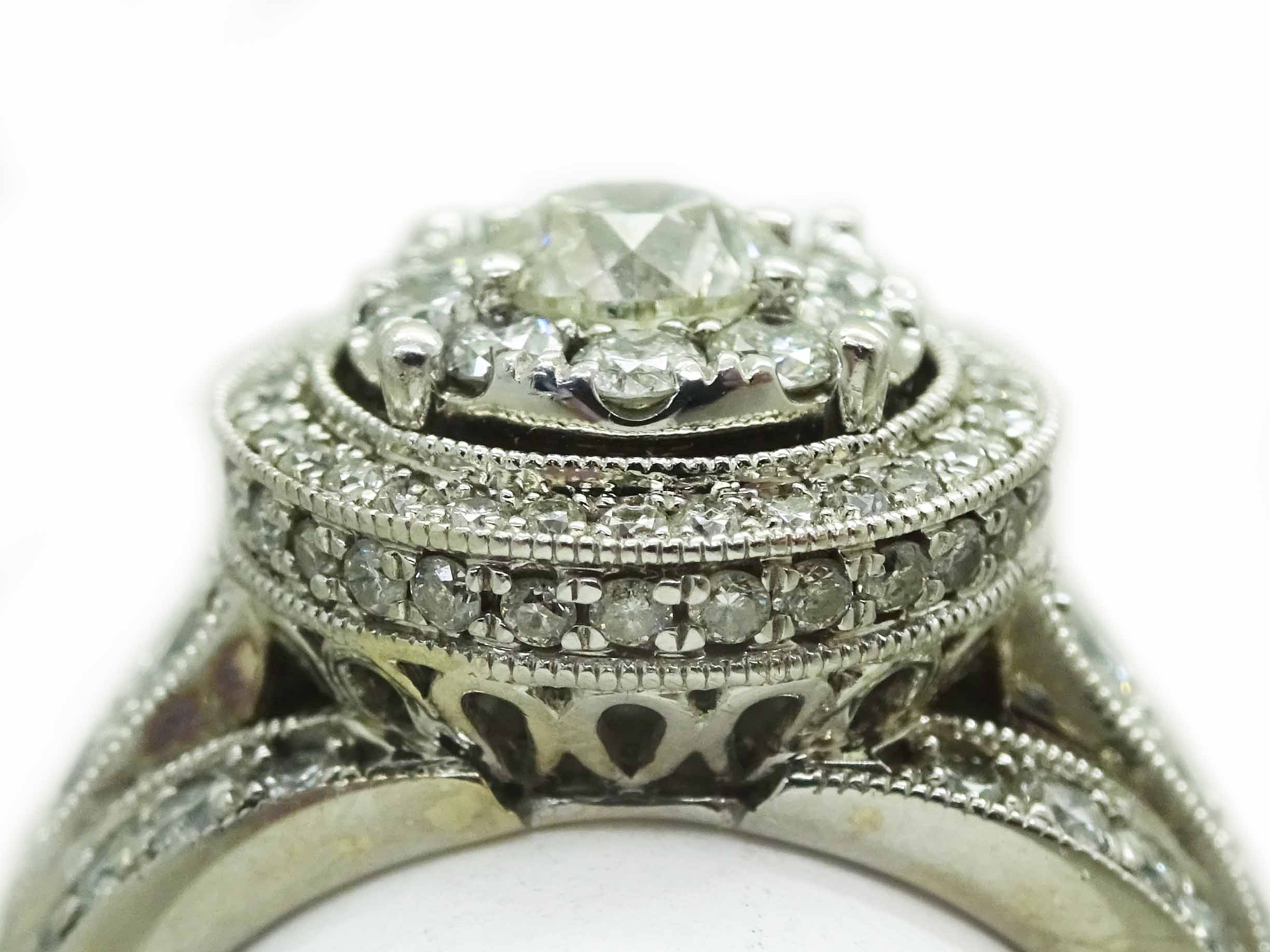 Rosy Blue ZEI 2.75ct tw Natural Diamond Cluster Ring 14k White Gold ...