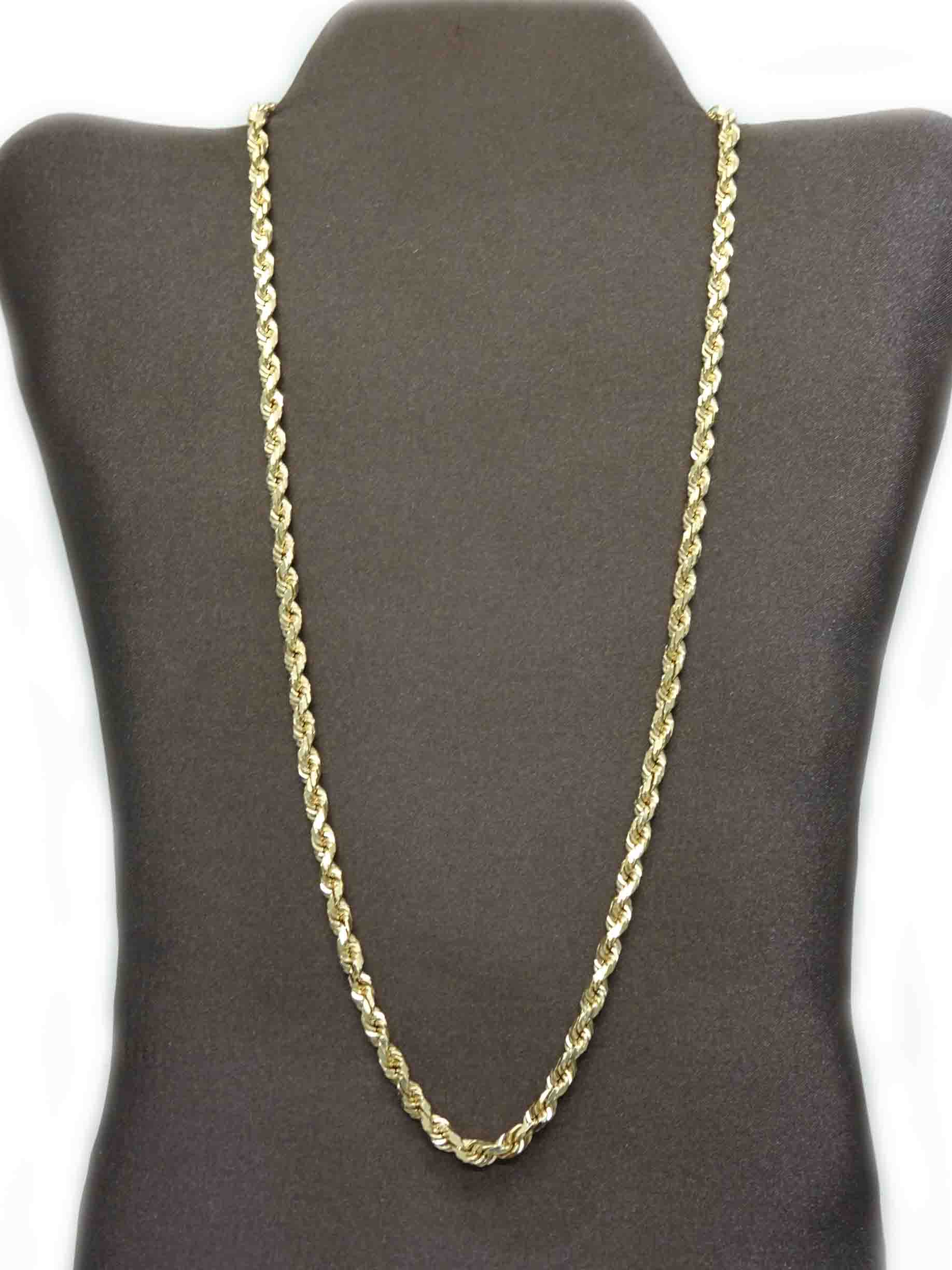 4.5mm Wide Rope Chain Necklace 24″ Long 10k Gold 43.3 Grams - Jewelry ...