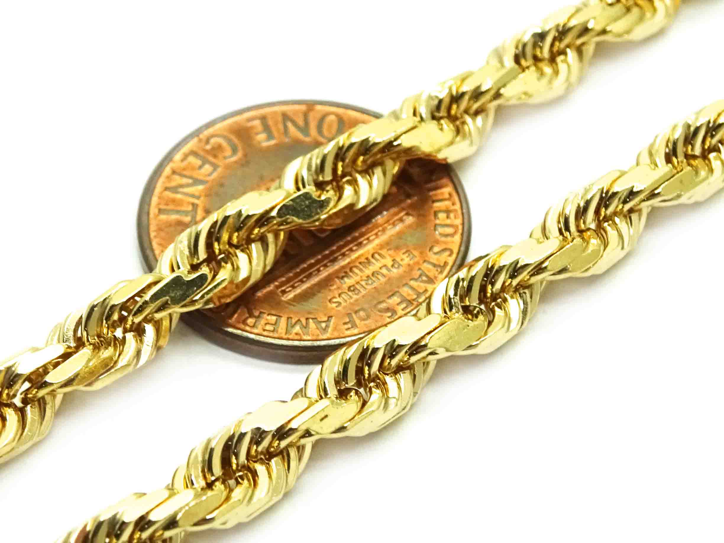 4.5mm Wide Rope Chain Necklace 24″ Long 10k Gold 43.3 Grams - Jewelry ...