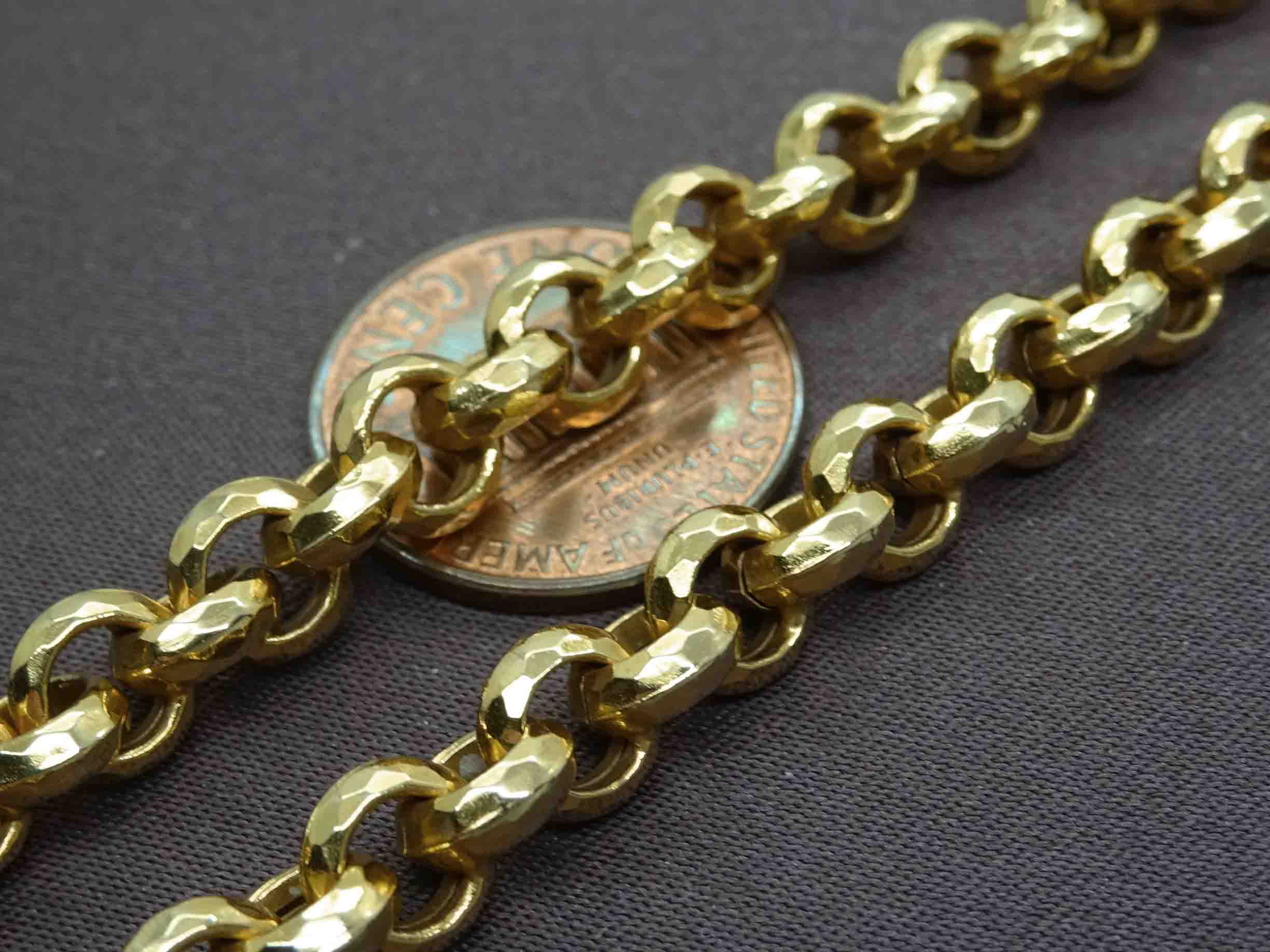 6.5mm Dia-Cut Rolo Semi Hollow Link Chain 14k Gold Milor Italy 20.25 ...