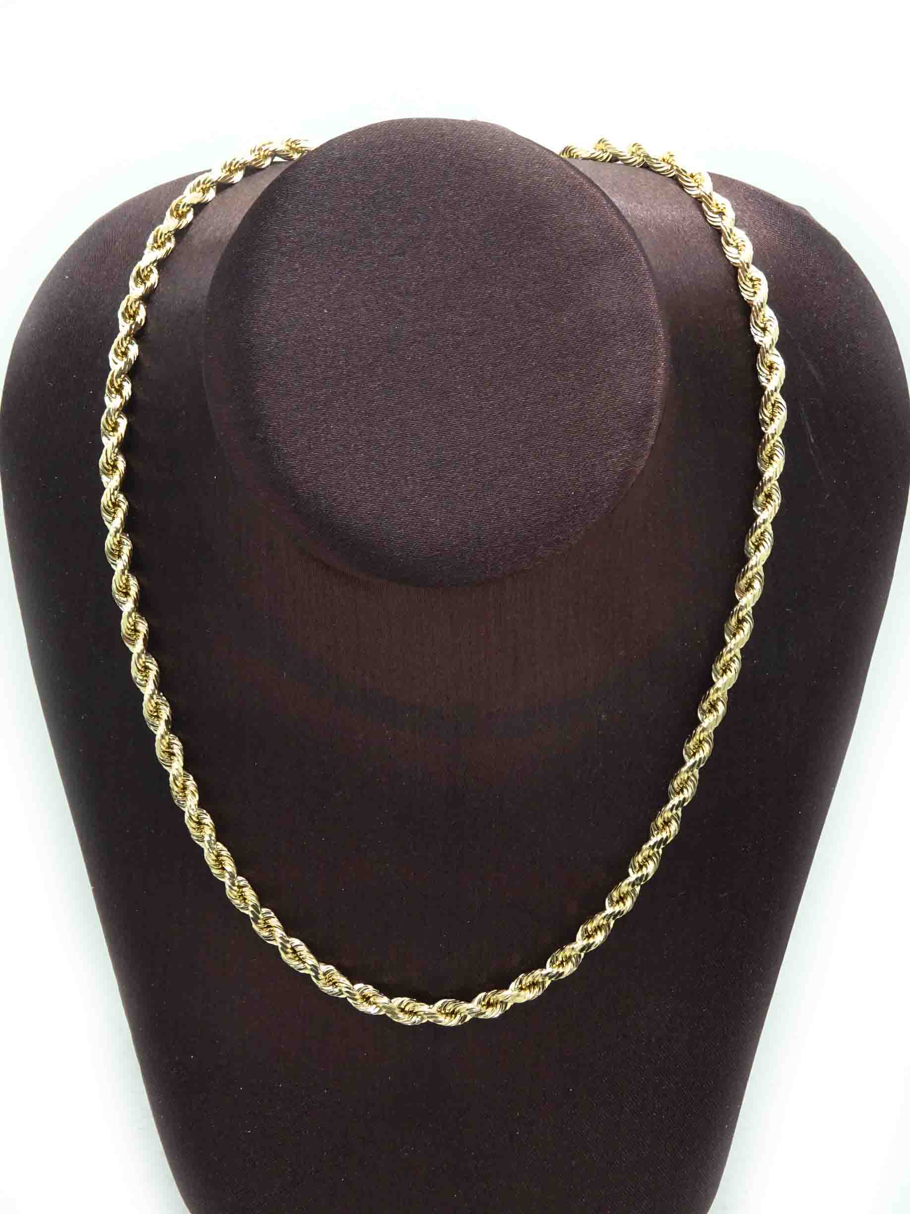 4mm Rope Chain Necklace 14k Gold Peru 18″ 10 Grams - Jewelry & Coin ...