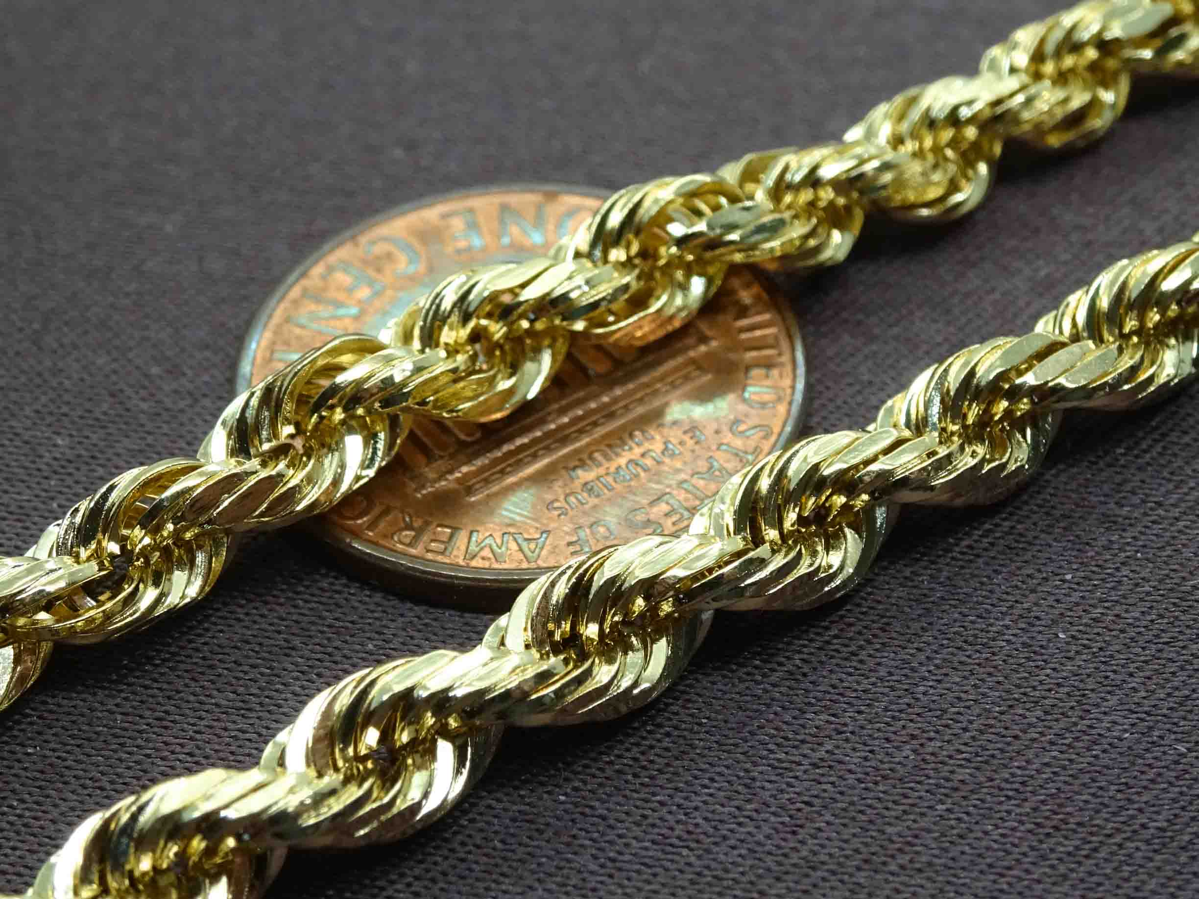 4mm Rope Chain Necklace 14k Gold Peru 18″ 10 Grams - Jewelry & Coin ...