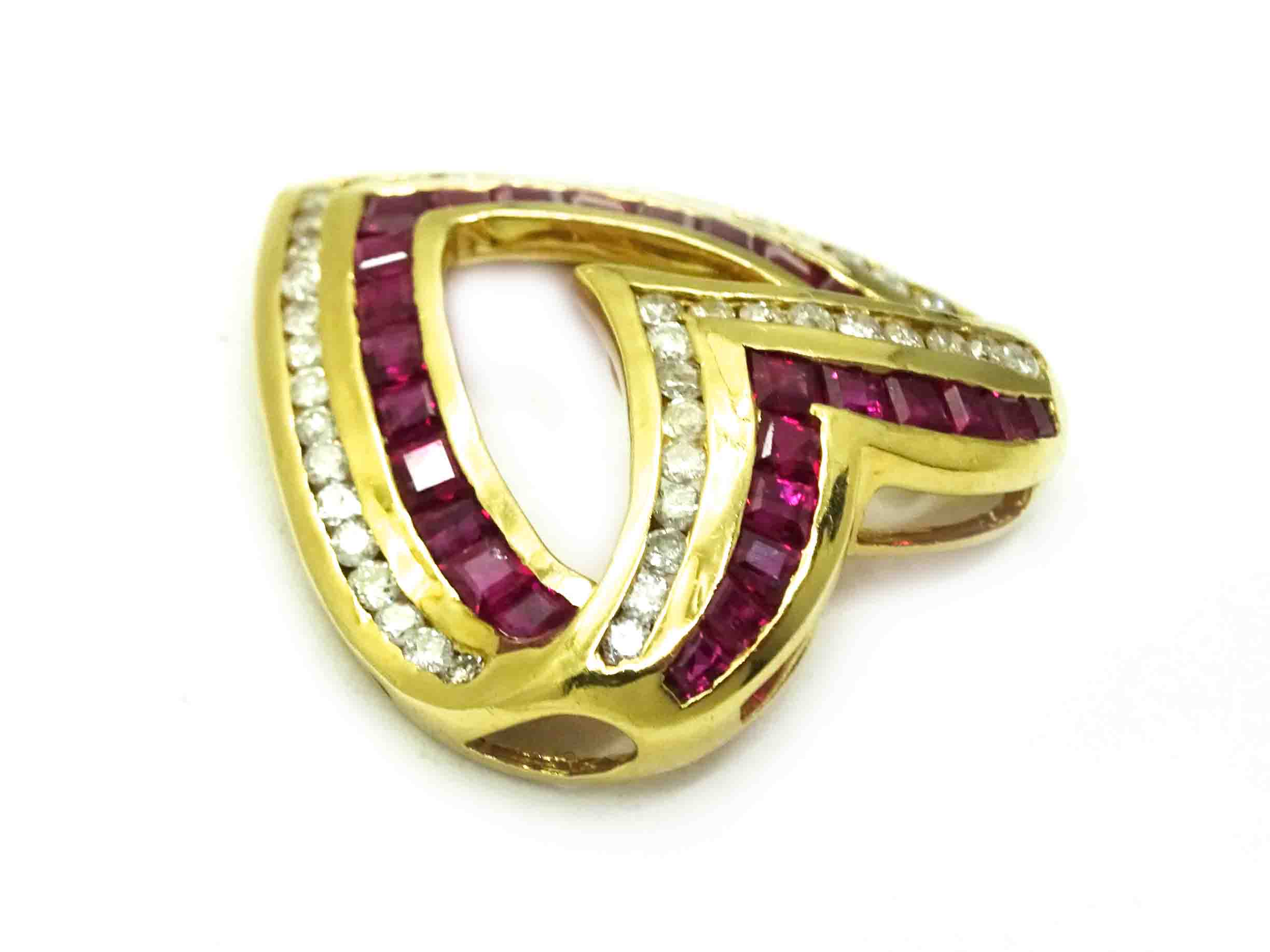 Clyde Duneier CID 2.45ct tw Natural Ruby & Diamond Open Heart Pendant ...