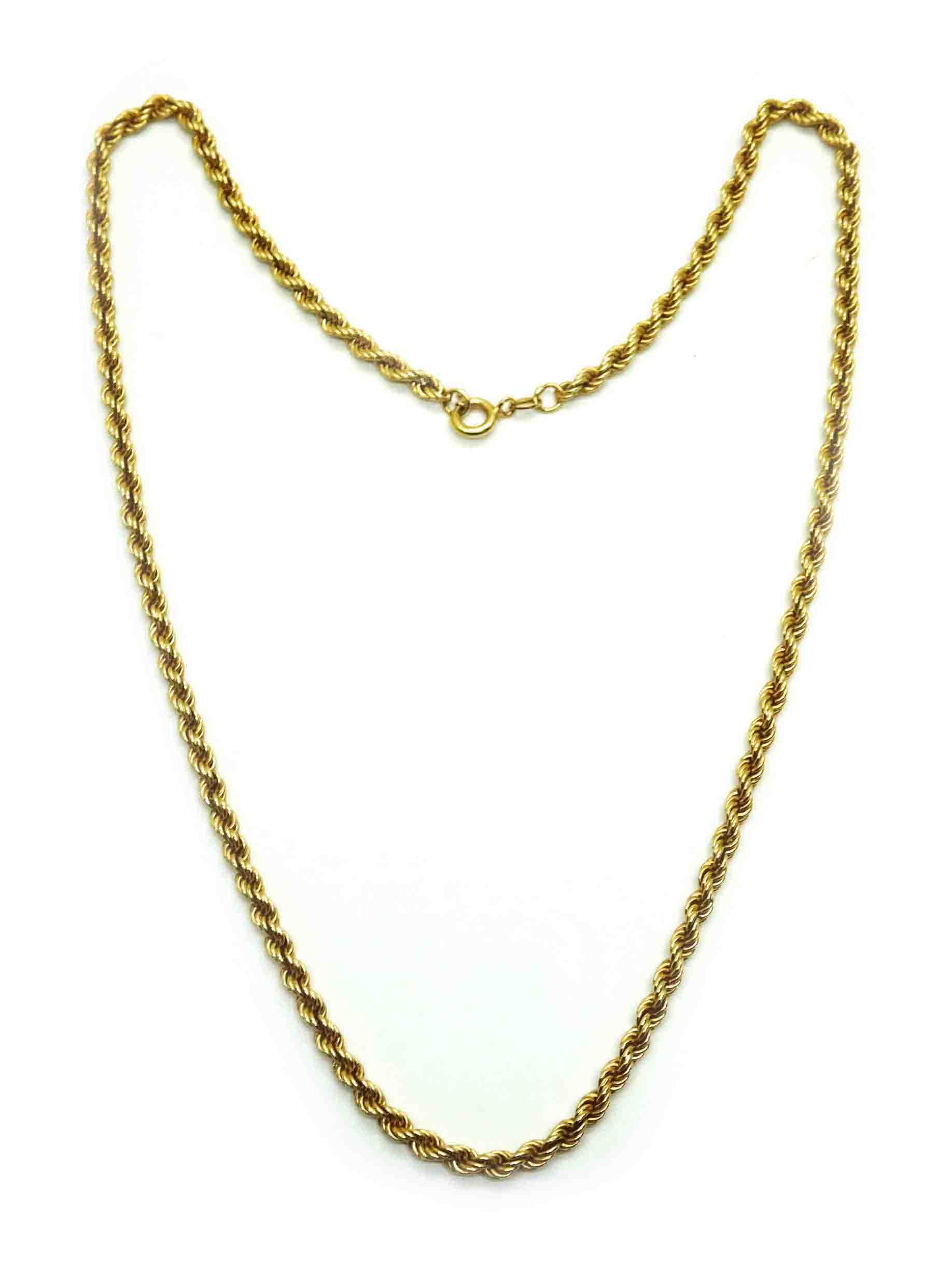 3.5mm Wide Italian Rope Chain Necklace 14k Gold 20″ Long 10.7 Grams ...