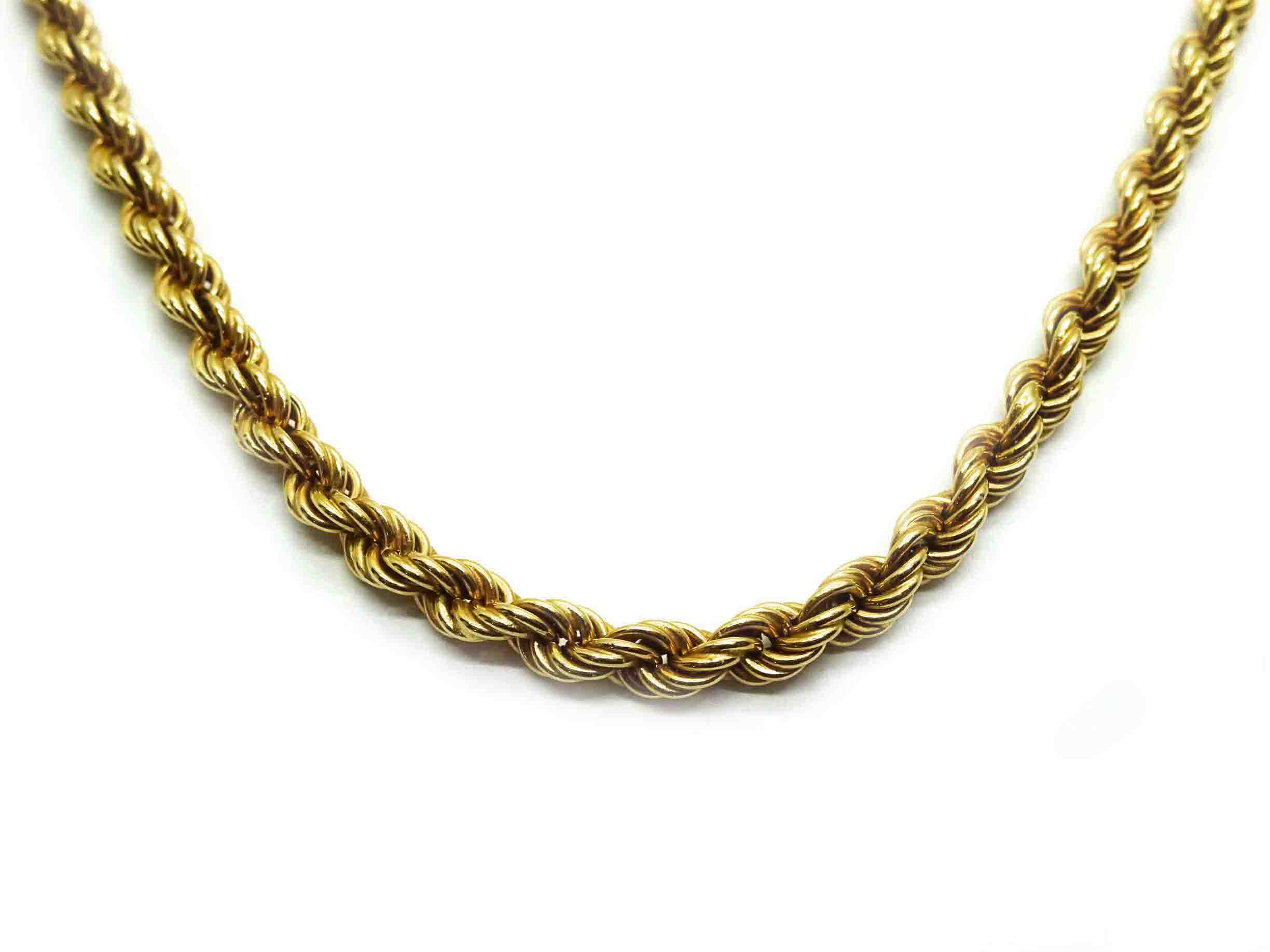 3.5mm Wide Italian Rope Chain Necklace 14k Gold 20″ Long 10.7 Grams ...