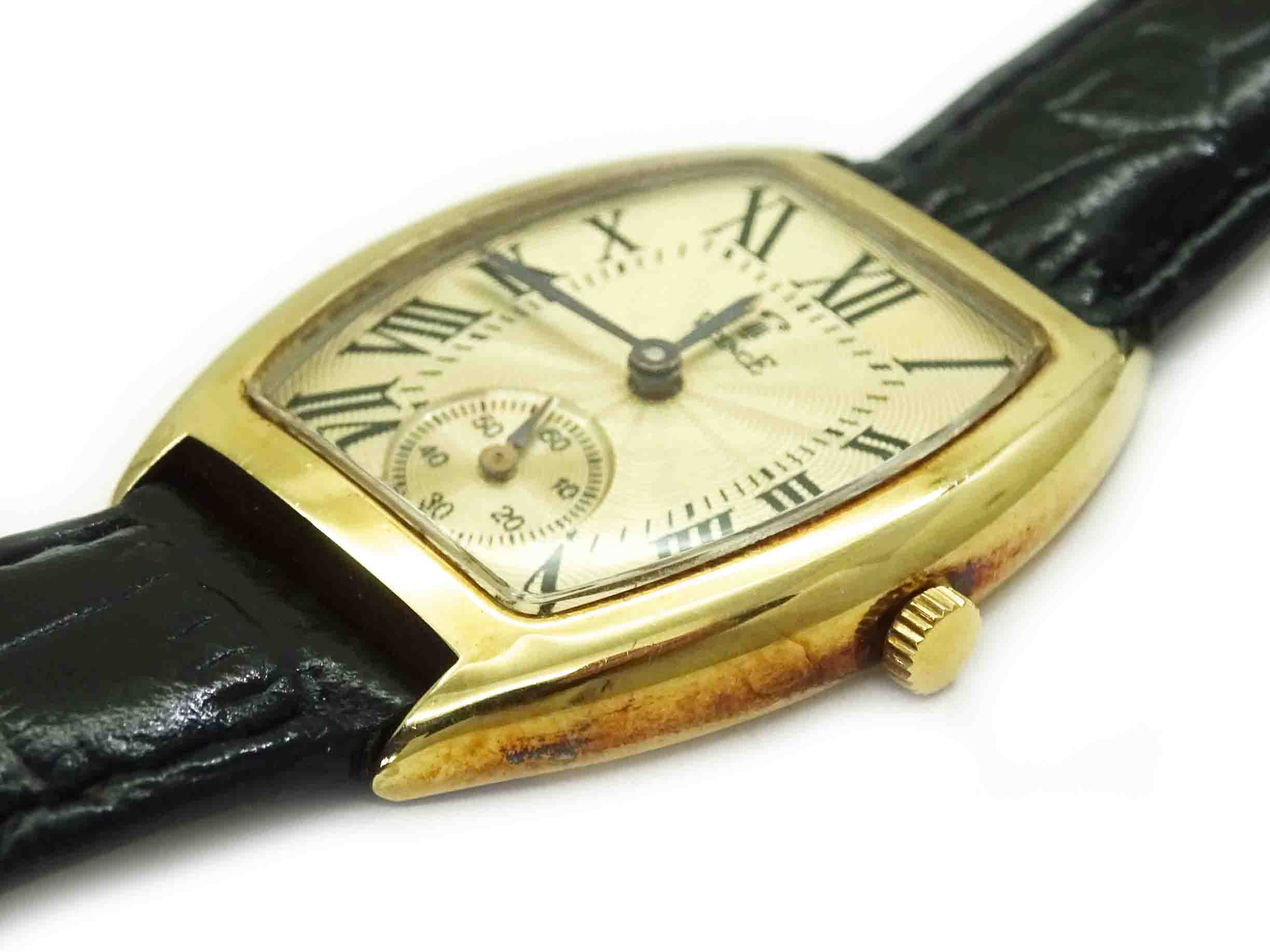 Vicence Milor Italy Ladies Watch Tonneau Barrel Case 14k Gold Black ...