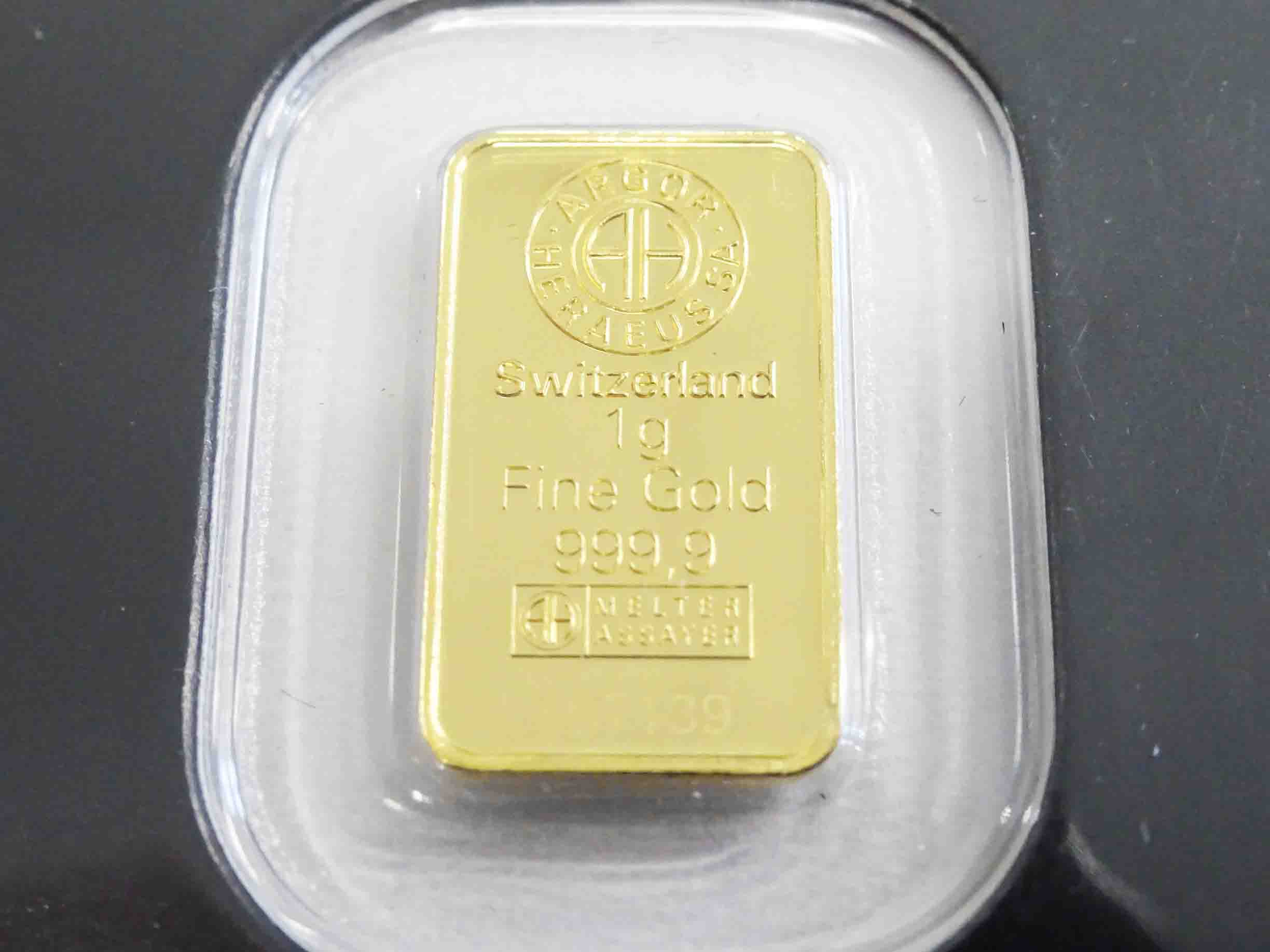 Switzerland Argor-Heraeus 1 Gram .999 Fine Gold Bullion Bar - Jewelry & Coin Mart, Schaumburg, IL